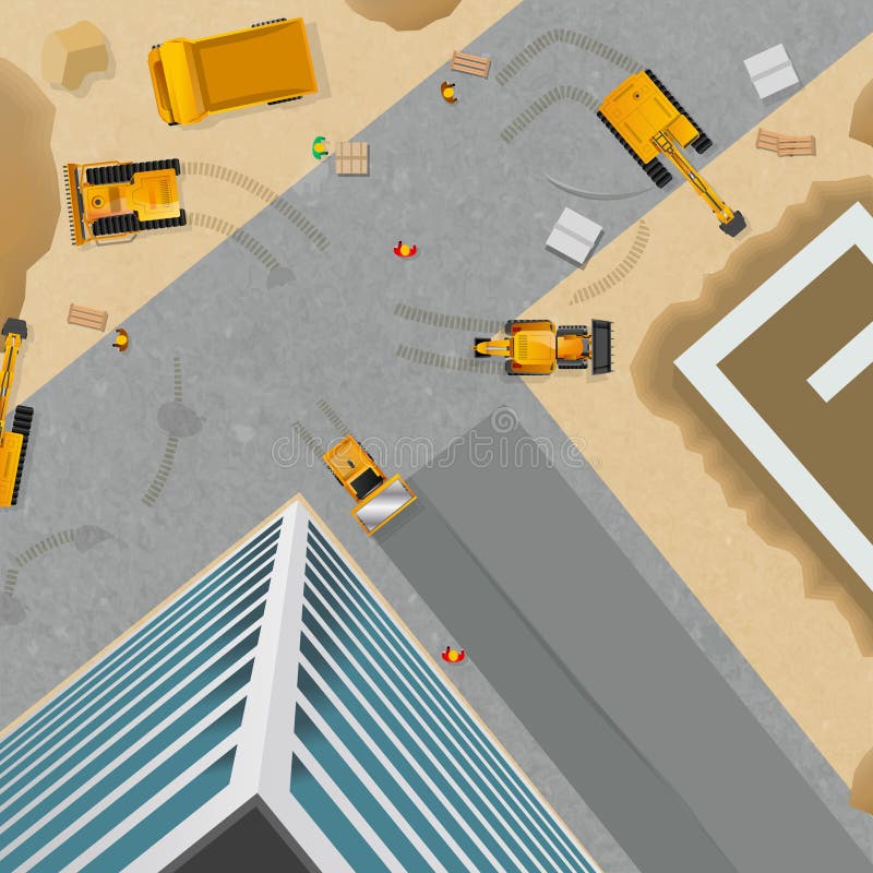 Construction Top View Illustration Stock Vector - Illustration of ...