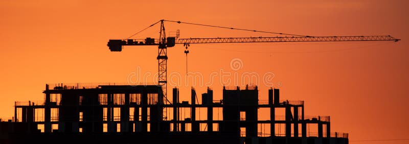 Construction Tower Crane on the Background of the Evening Sky Stock ...