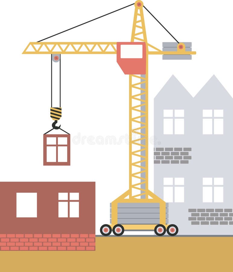 Construction Tower Crane. Building Equipment in Flat Style Stock Vector ...