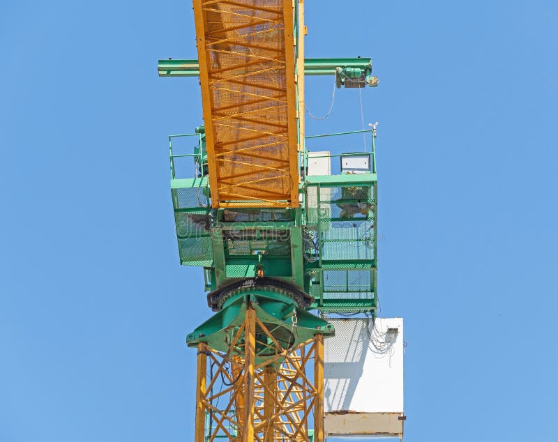 Construction Tower Crane with a Cabin Stock Image - Image of elevator ...