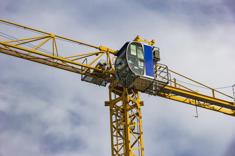 Construction Tower Crane, Cabin Stock Photo - Image of professional ...