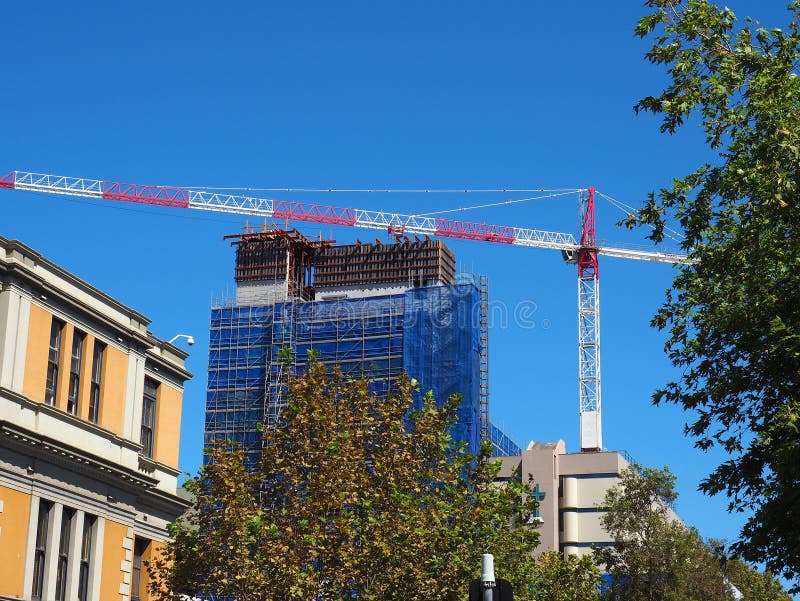 Construction with a Tower Crane Editorial Photo - Image of high ...