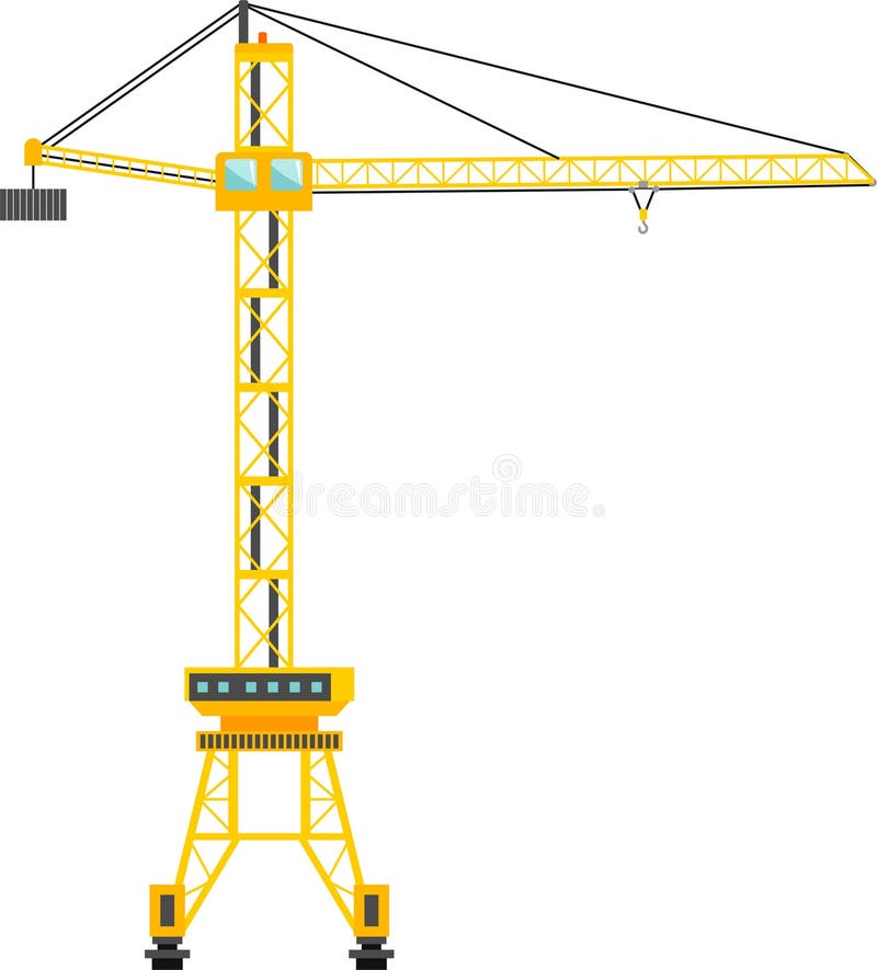 Construction Tower Crane Icon in Flat Style. Vector Illustration Stock Vector - Illustration of ...