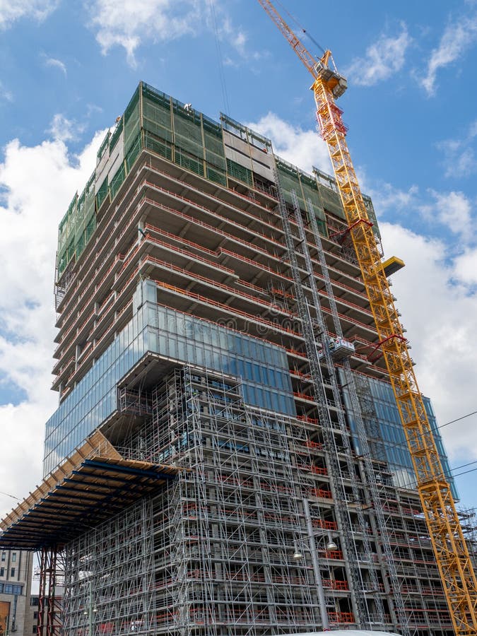 Construction. Tower Crane at the Construction Site of a High-rise ...
