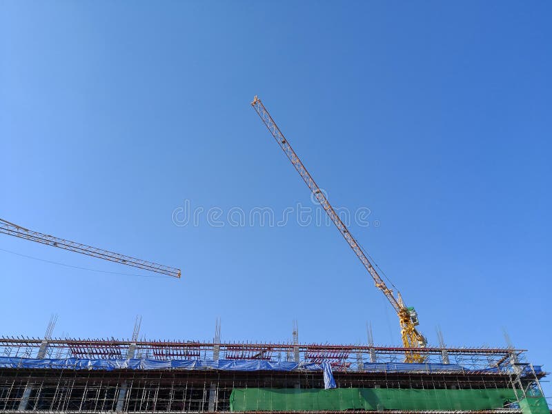 Construction Tower Crane Working at New Building Site Stock Image ... Construction Tower Crane Working at New Building Site Stock Image ...