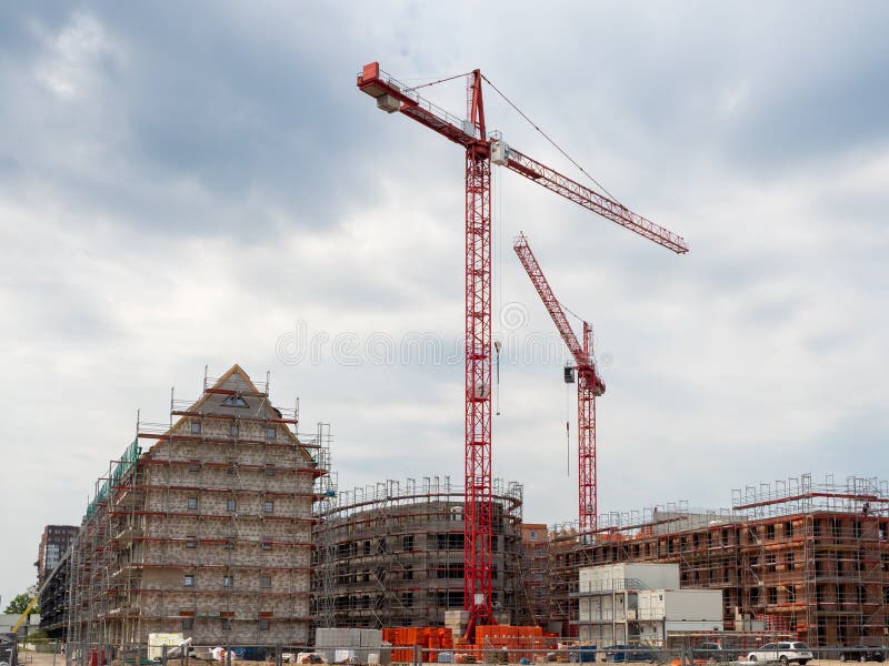 Construction and Tower Cranes. Stock Image - Image of tall, work: 248819309