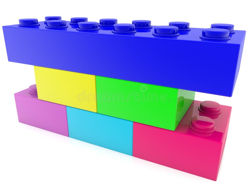 Construction of Toy Bricks of Different Colors on White Stock ...