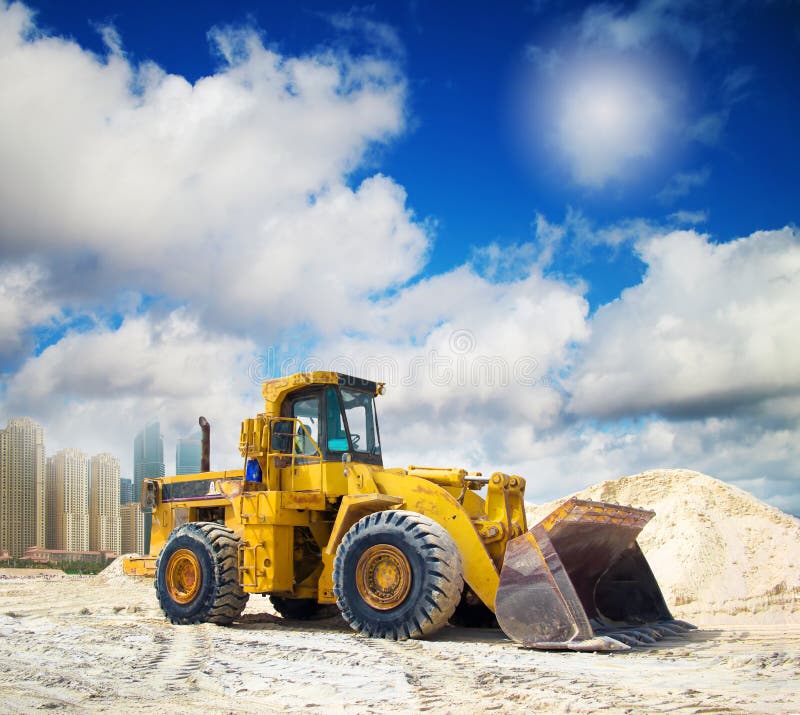 Construction Tractor in Dubai Stock Image - Image of excavating, ground ...