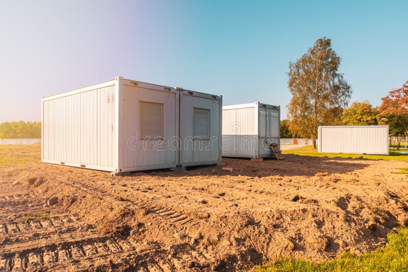 Construction Trailers for Workers at the New Construction Site Stock ...