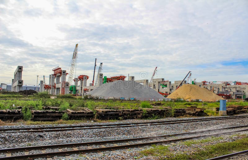 Construction Train Rail Platform in Thailand Stock Image - Image of ...