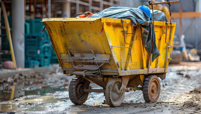 Construction Trolley for Cleaning at a Construction Site. Tool for ...