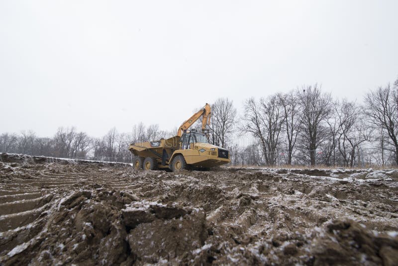 Construction Truck at Construction Site Editorial Stock Image - Image ...