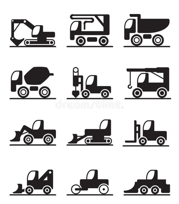 Construction Trucks and Vehicles Stock Vector - Illustration of ...