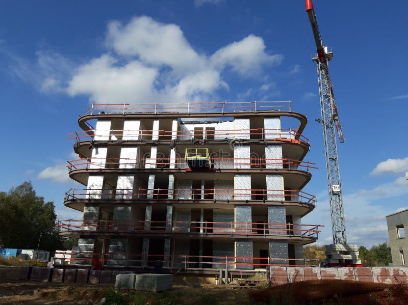 Construction of a Turnkey House of Brick and Concrete Stock Photo ...