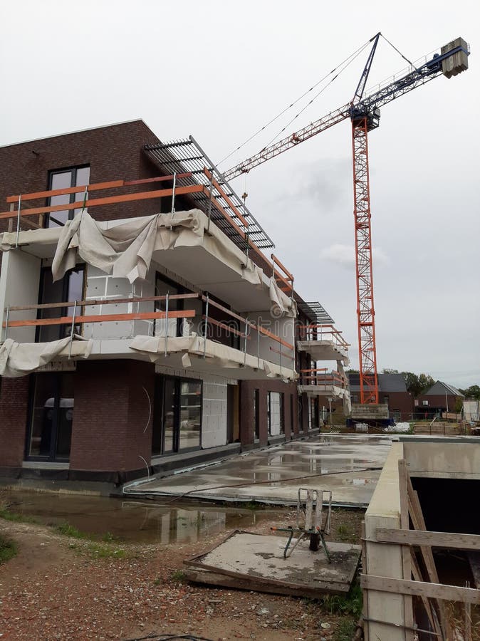 Construction of a Turnkey House of Brick and Concrete Stock Image ...