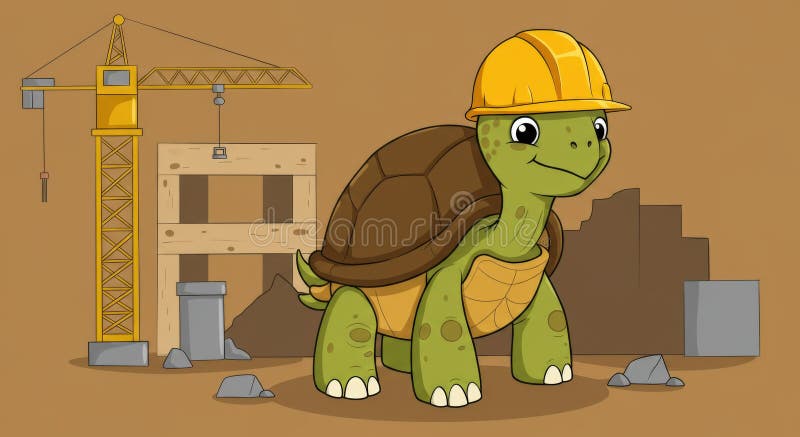 Construction Turtle: a Hard Hat Hero at Work Stock Illustration ...