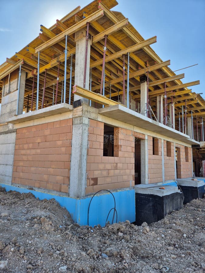 Construction of a Two-story Building. Stock Photo - Image of ...