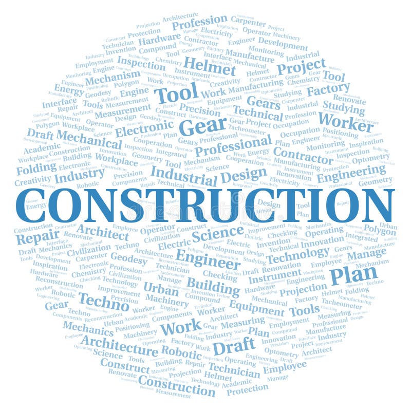 Construction Typography Word Cloud Create with the Text only Stock ...