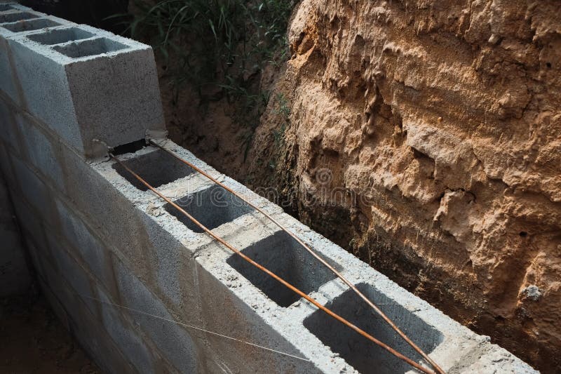 Construction of the Underground Part of the House from Concrete Blocks ...