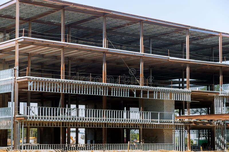 Construction is Underway on a Beams Steel Frame Structure Frame Stock ...
