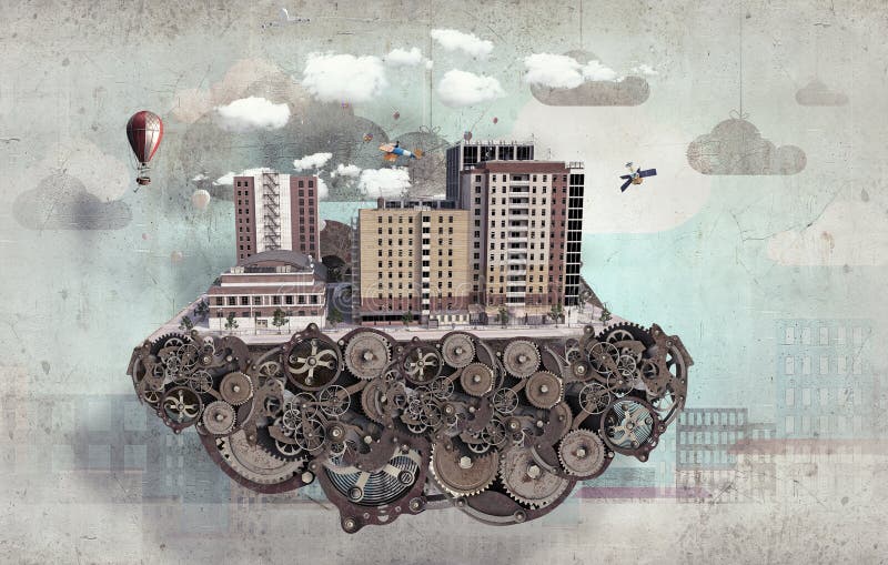 Construction and Urban Development. Mixed Media Stock Illustration ...