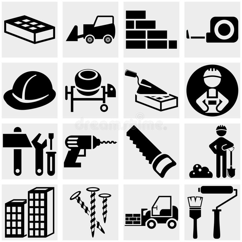Construction Icons Set on White Background. Vector Stock Vector ...