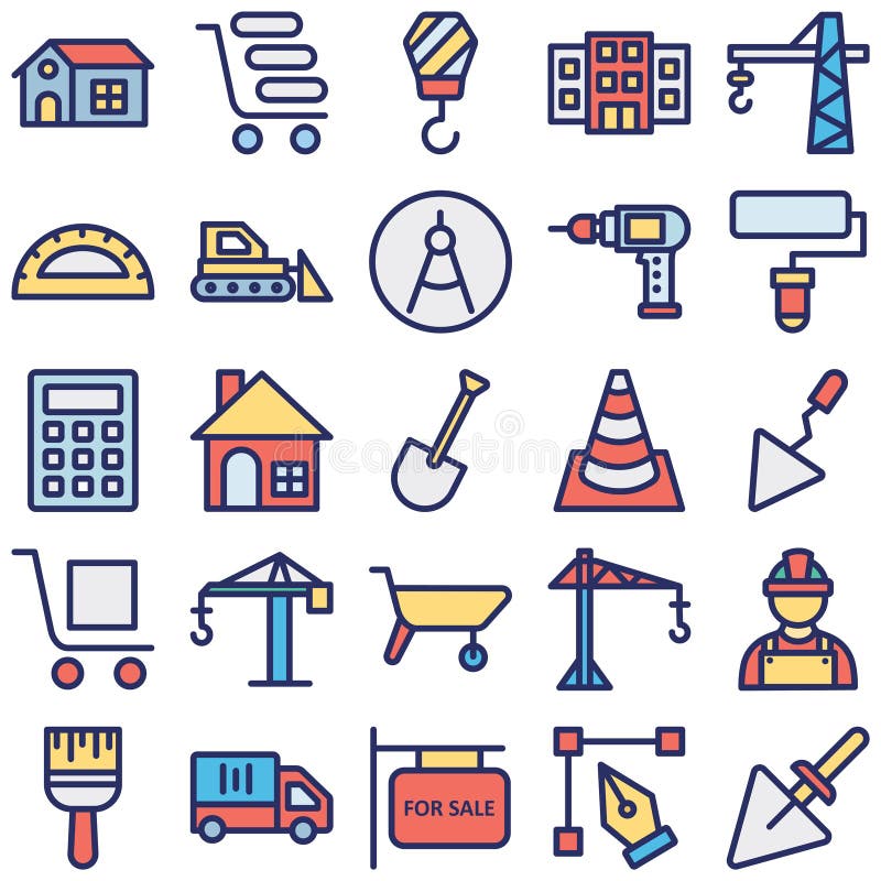 Construction Vector Icons Set Every Single Icon Can Be Easily Modified ...