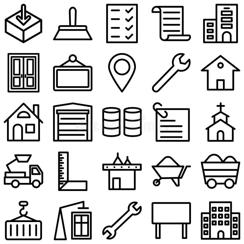 Construction Vector Icons Set Every Single Icon Can Be Easily Modified ...