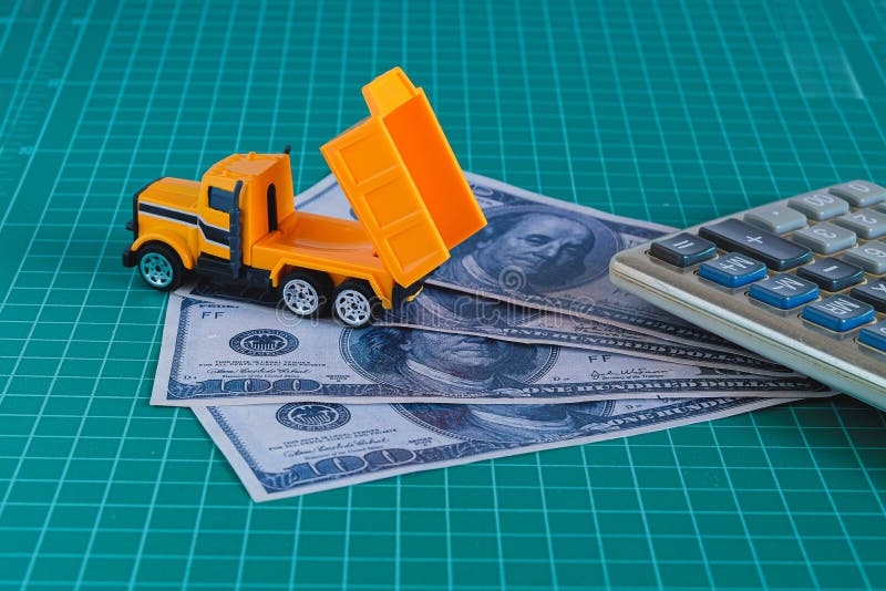 Construction Vehicle on Dollar Banknote Money. Stock Photo - Image of ...
