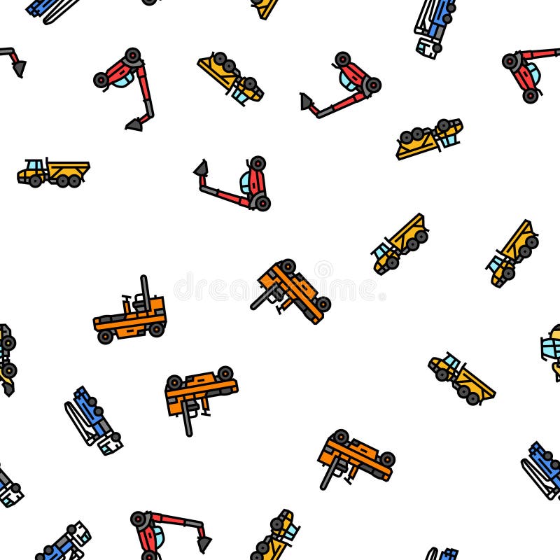 Construction Vehicle Heavy Work Seamless Pattern Vector Stock ...