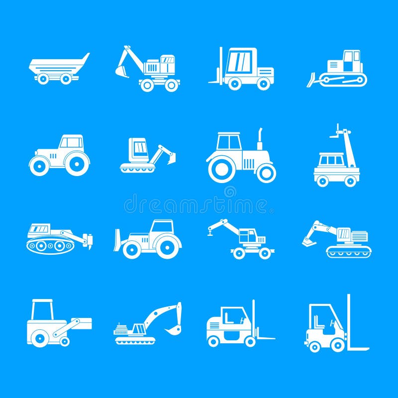 Construction Vehicle Icon Blue Set Vector Stock Vector - Illustration ...