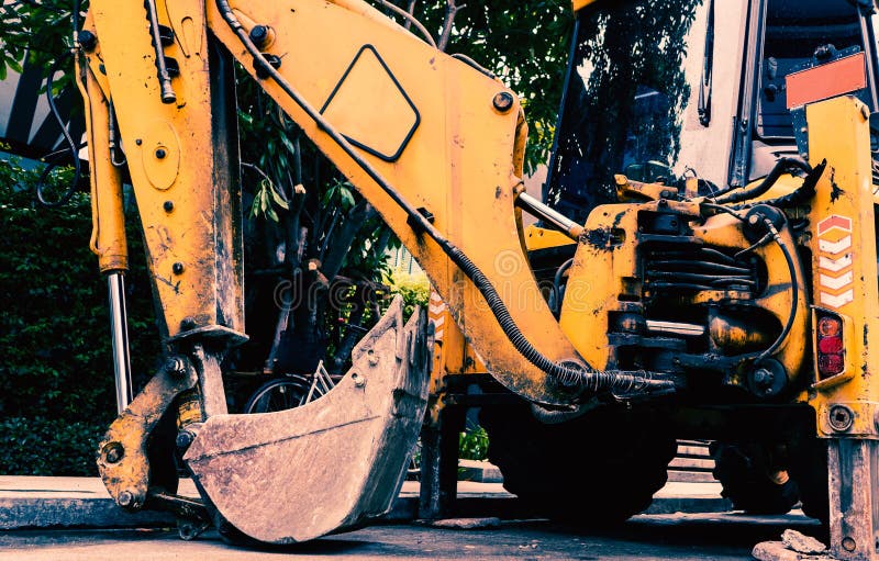 Construction Vehicle Parking after Hard Working Stock Image - Image of ...
