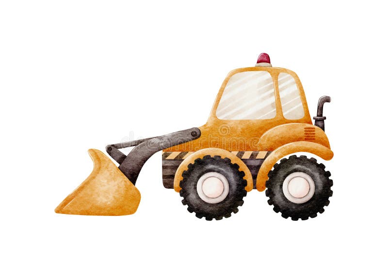 Construction Vehicle Watercolor Vector with Orange Wheel Loader Stock ...