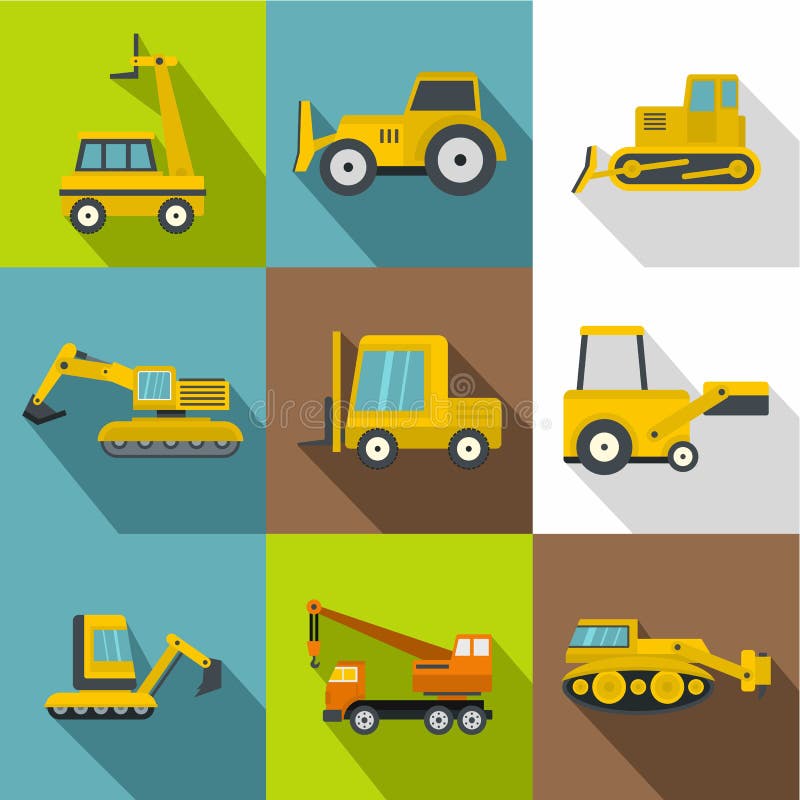 Construction Vehicles Icons Set Stock Illustrations – 601 Construction ...