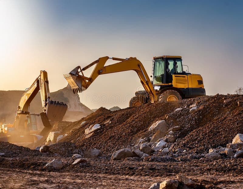 Construction vehicles. stock illustration. Illustration of pile - 350243251