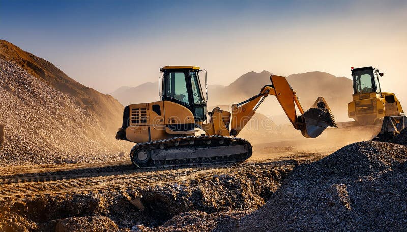 Construction vehicles. stock illustration. Illustration of hazy - 350243843