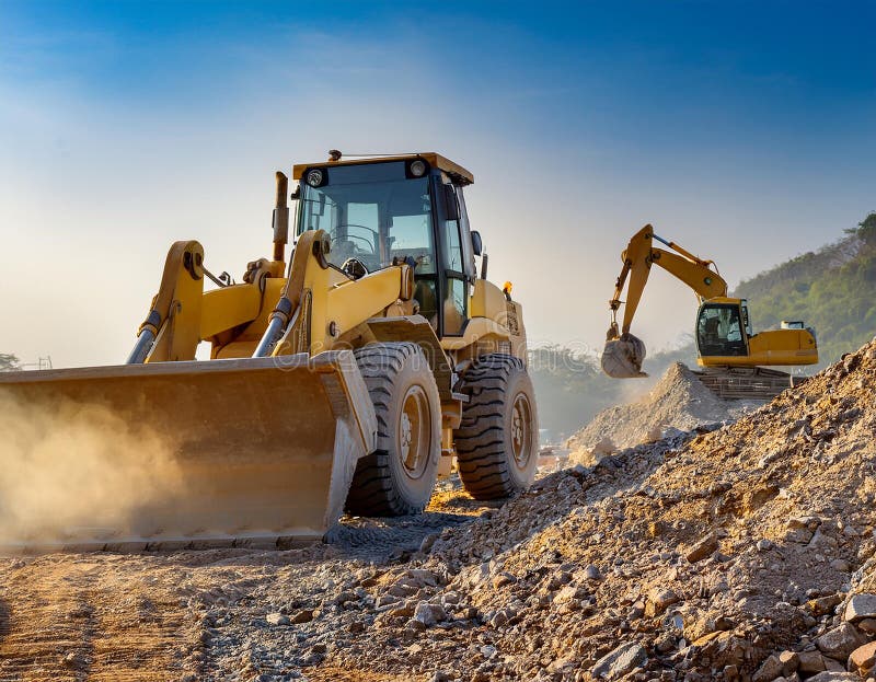 Construction vehicles. stock illustration. Illustration of industrial ...