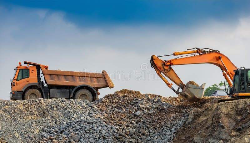 Construction vehicles. stock illustration. Illustration of industrial ...