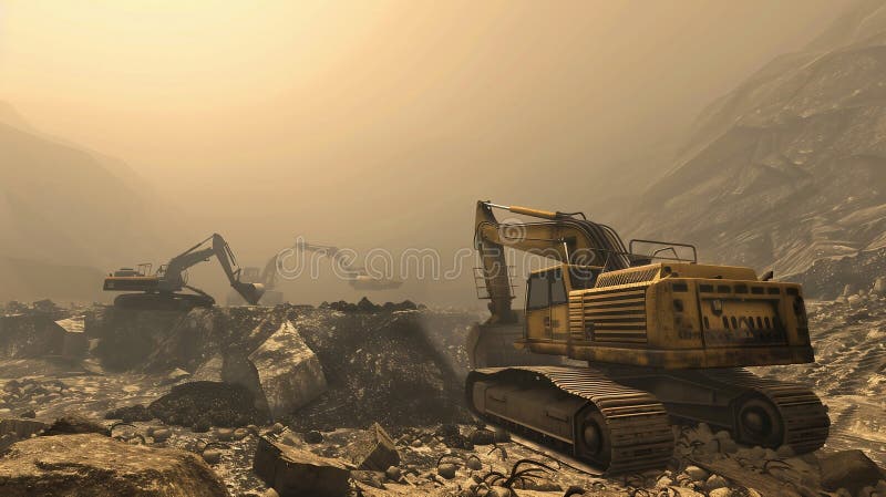 Construction Vehicles. a Large Construction Back Hoe Vehicle on a Large ...