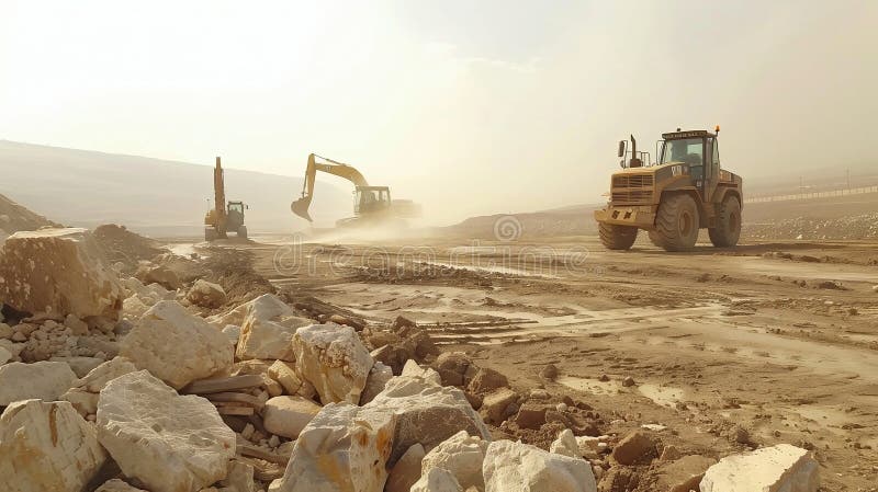 Construction Vehicles. a Large Construction Back Hoe Vehicle on a Large ...