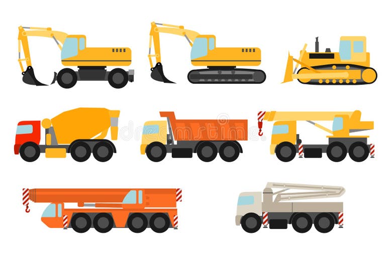 Construction vehicles set stock vector. Illustration of excavation ...