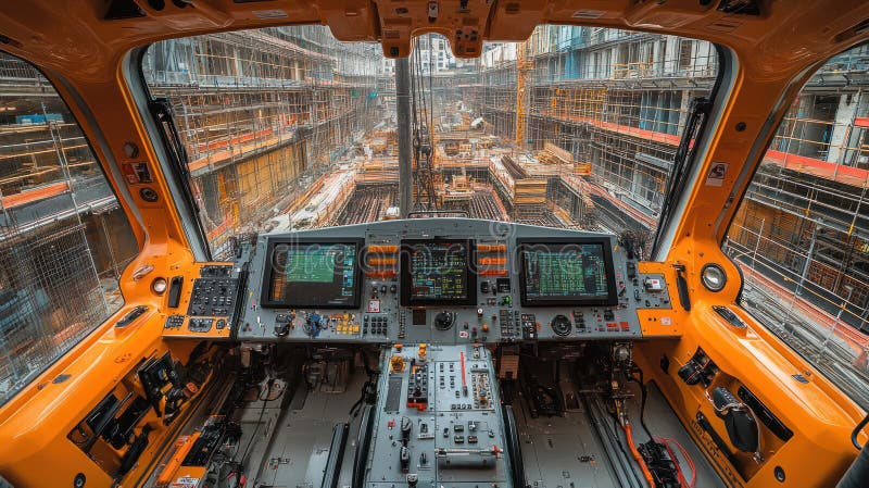 Construction Vessel Cockpit, Urban Building Interior Stock Illustration ...