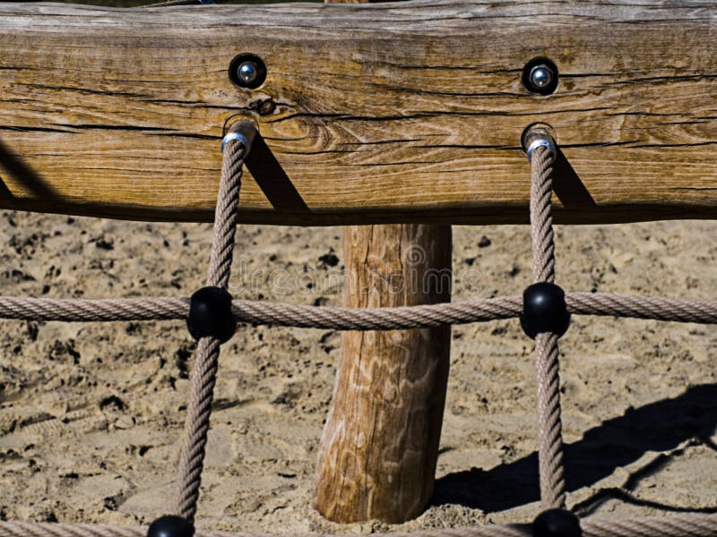 Construction for Walking on Ropes in the Sandbox Stock Photo - Image of ...