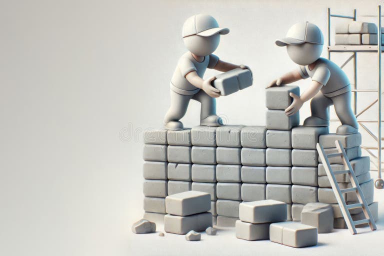 Construction of a Wall of Blocks by Figures in Caps. Space for Text ...