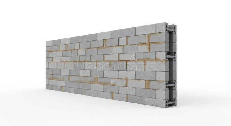 Construction Wall Section 3D Model: Grey Concrete Blocks and Mortar ...