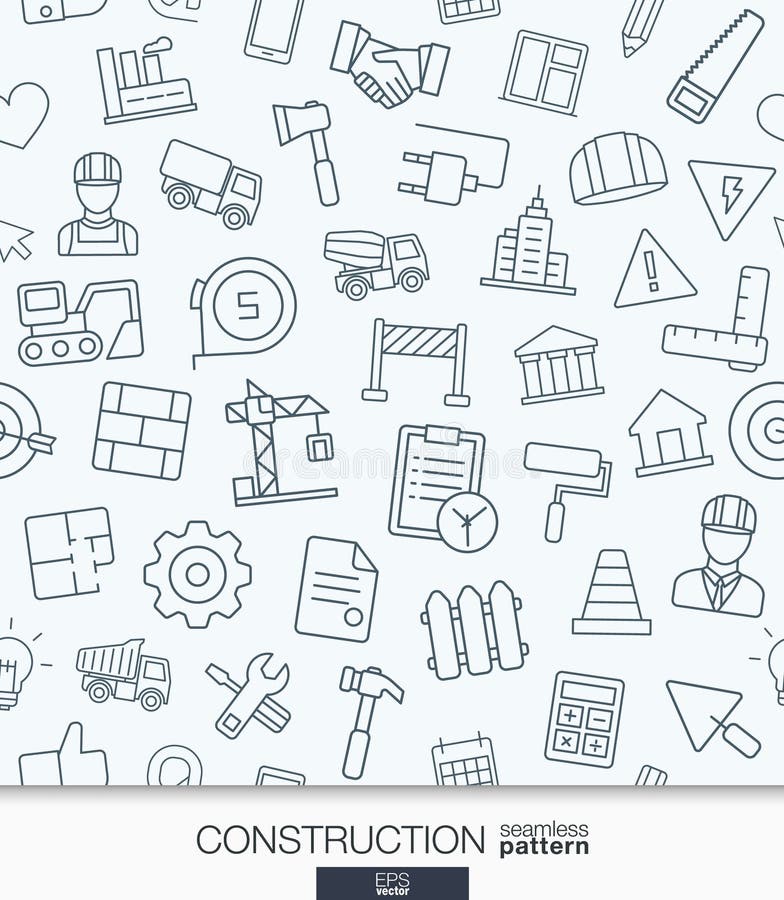 Construction Wallpaper. Black and White Build Seamless Pattern. Stock ...