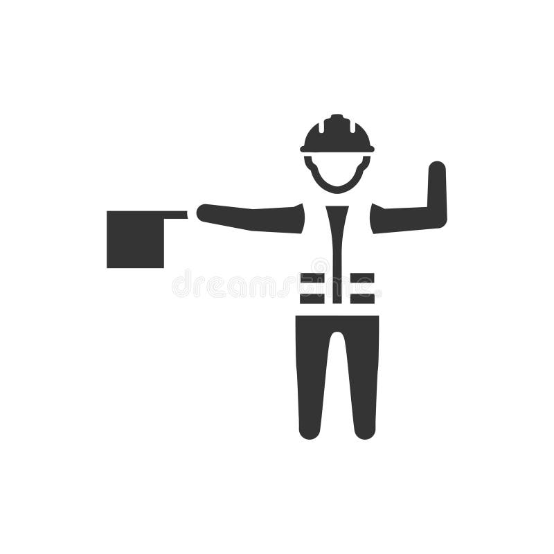 Construction Warning Flag Icon Stock Vector - Illustration of worker ...
