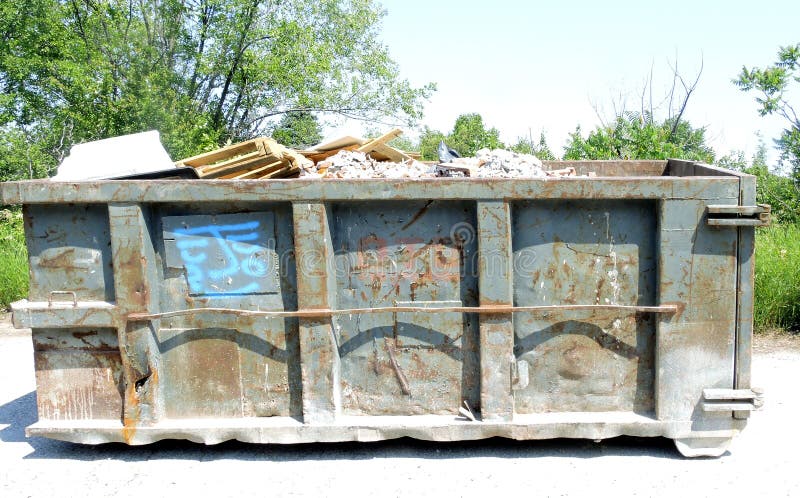 Construction Waste Bin on Building Site Stock Image - Image of ...