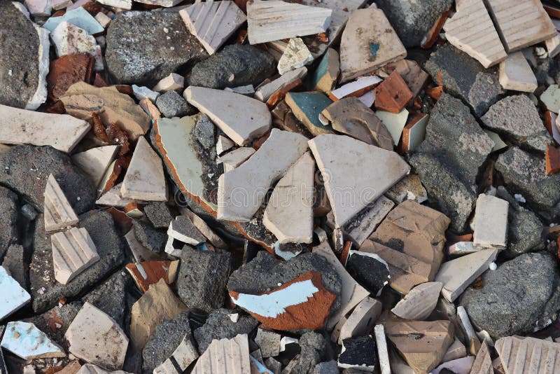 Construction Waste, Broken Ceramic Tiles Stock Photo - Image of pieces ...
