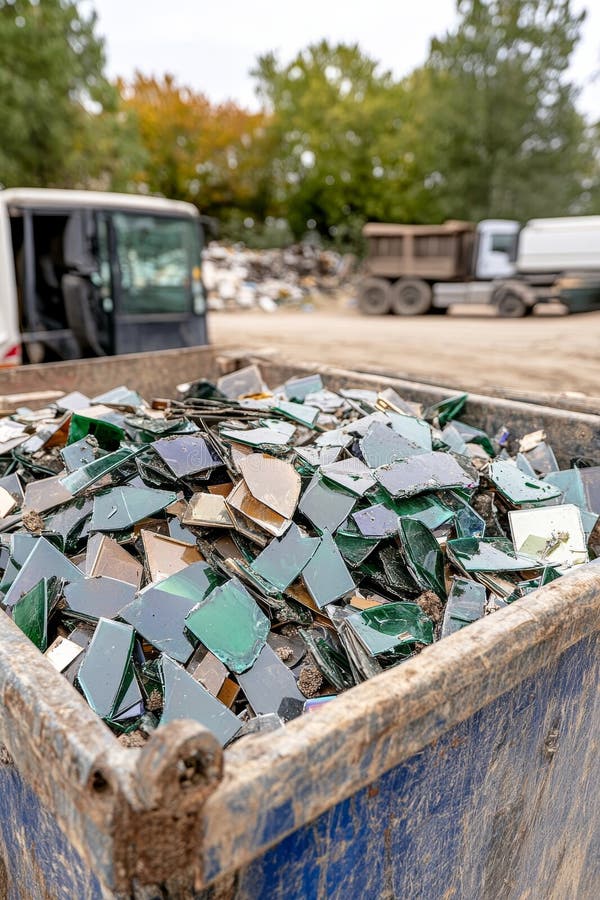 Construction Waste Container with Broken Tiles, Recycling and Waste ...
